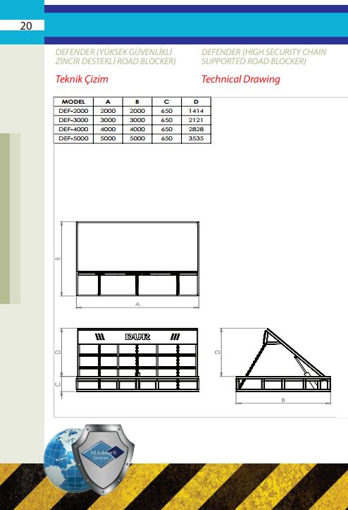 High Security M50 M30 Wedge Barrier Shallow Mount Road Blocker - Madoors